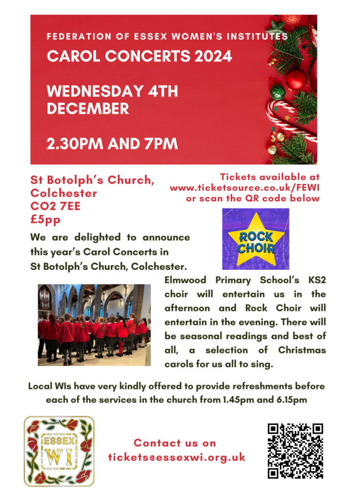 FEWI Carol Concerts 2025 - Colchester - EVENING EVENT CANCELLED - Essex WI
